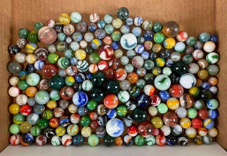 Group of 190+ Peltier Glass Co. Ottawa IL Assorted Marbles - Matthew Bullock Auctioneers