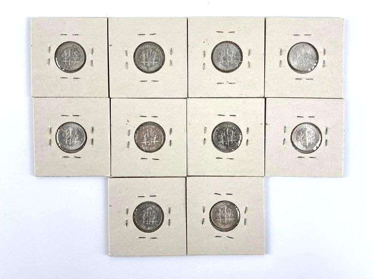 Group of (10) BU 1954-1962 US Roosevelt Dimes - Matthew Bullock Auctioneers