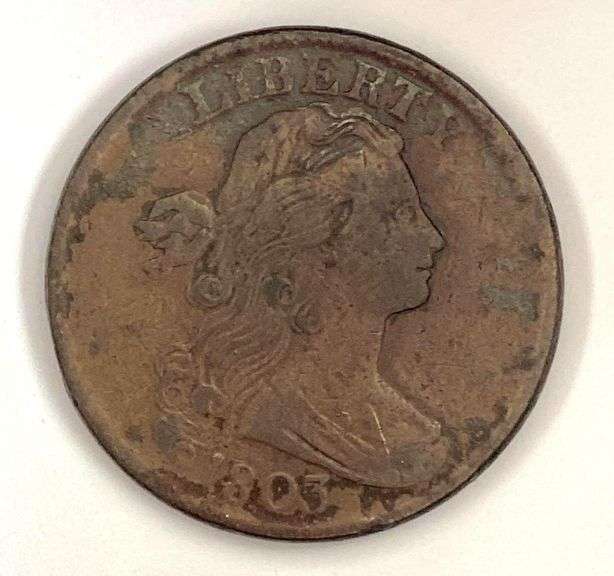 1803 US Draped Bust One Cent Coin - Matthew Bullock Auctioneers