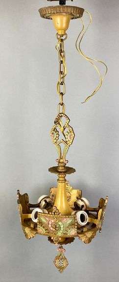 Antique Beardslee Chicago Slip Shade Floral Hanging Light Fixture ...