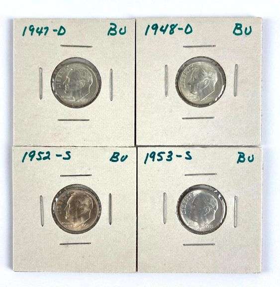 Group of (4) BU 1940s-1950s US Roosevelt Dimes - Matthew Bullock ...