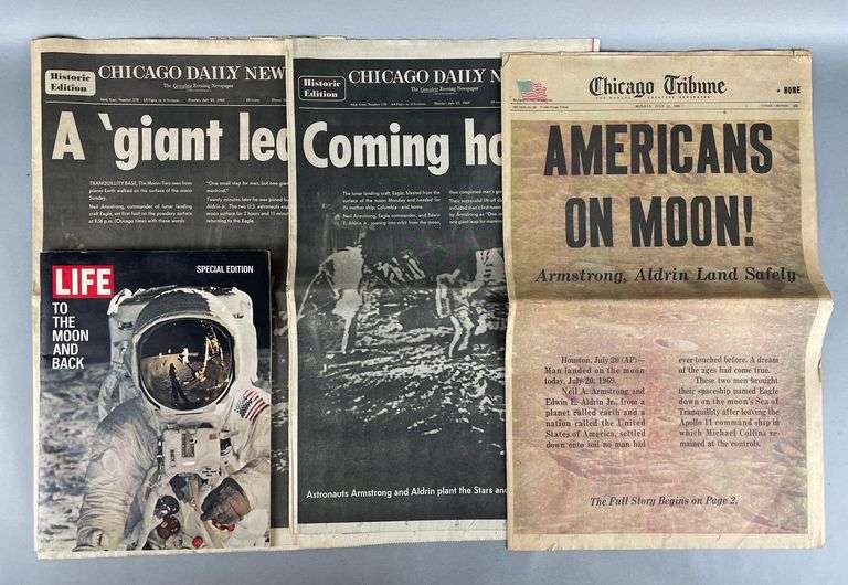 Group of 3 1969 Moon Landing Newspapers and More - Matthew Bullock ...