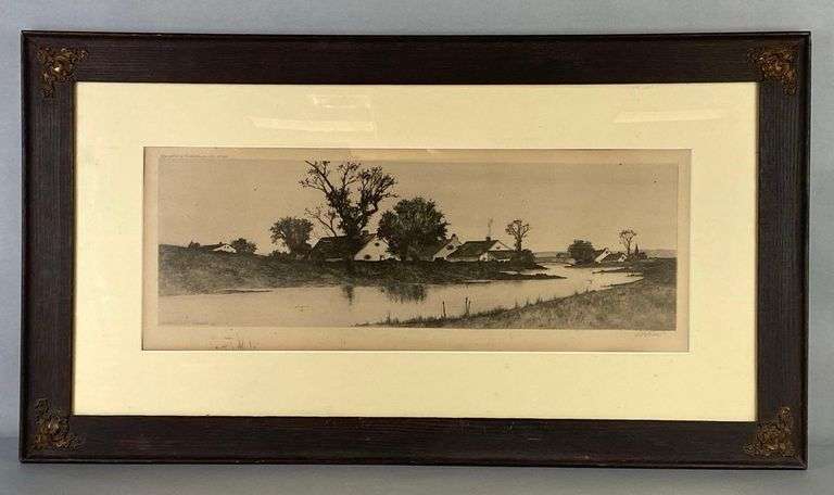Ernest Rost Riverside Landscape Etching on Paper - Matthew Bullock ...