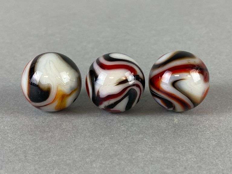 Group of 3 Vintage Peltier Glass Co. Ottawa IL. Rebel Glass Marbles ...