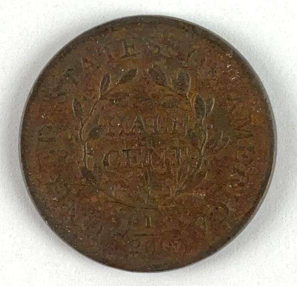 1806 US Liberty Draped Bust Half Cent Coin - Matthew Bullock Auctioneers