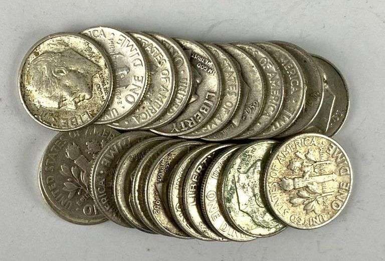 Group of 22 Roosevelt Silver Dimes - Matthew Bullock Auctioneers