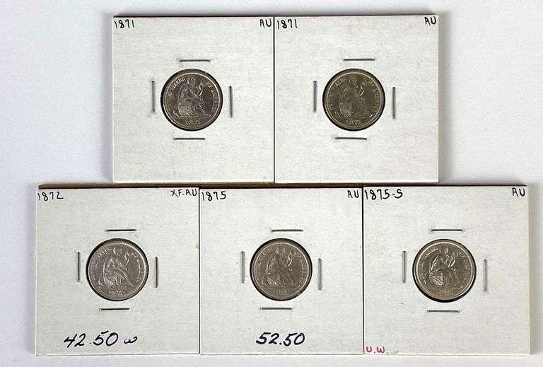 Group of (5) US Seated Liberty Dimes - Matthew Bullock Auctioneers