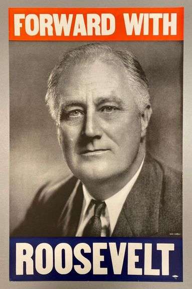 1940s Forward With Roosevelt US Presidential Campaign Poster - Matthew ...