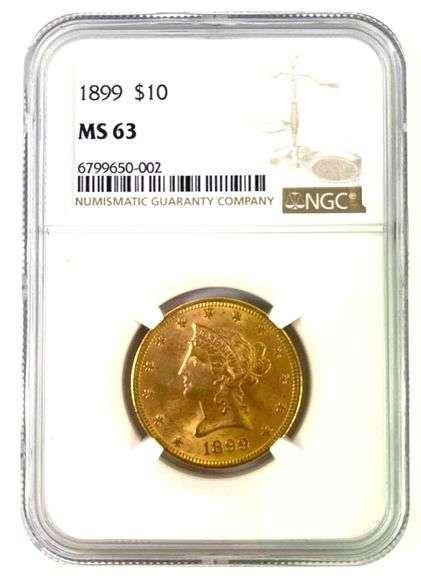 1899 $10 NGC Graded MS63 Liberty Head Gold Coin - Matthew Bullock Auctioneers