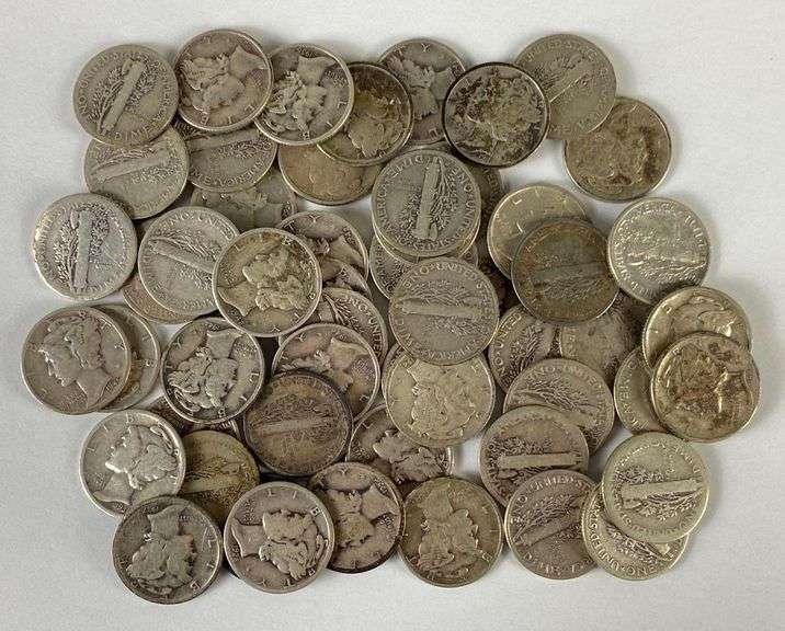 Group of 50+ US Mercury Silver Dimes - Matthew Bullock Auctioneers