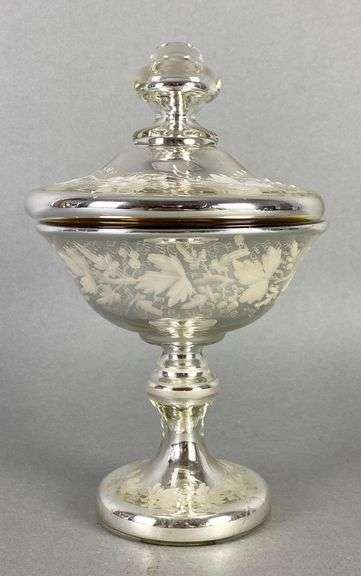 Antqiue Floral Mercury Glass Ciborium - Matthew Bullock Auctioneers