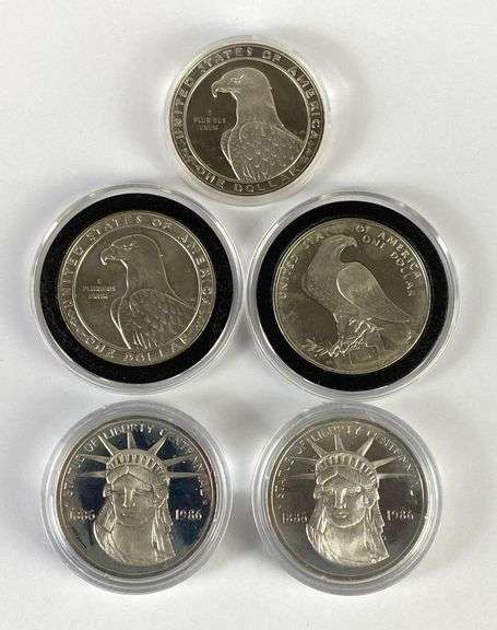 Group of 5 US Mint Commemorative Silver dollars Coins - Matthew Bullock ...