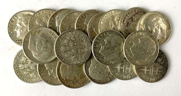 Group of 25 Roosevelt Silver Dimes - Matthew Bullock Auctioneers