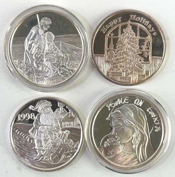 Group of 4 Vintage 1 oz .999 Fine Silver Rounds - Matthew Bullock ...