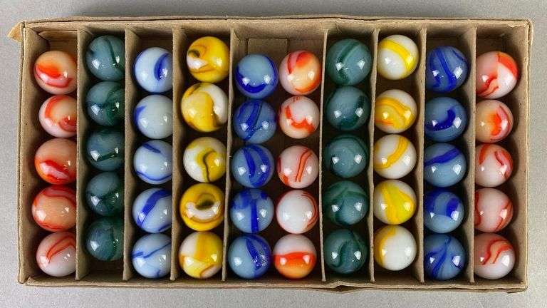 Group of 50 Vintage Glass Shooter Marbles - Matthew Bullock Auctioneers