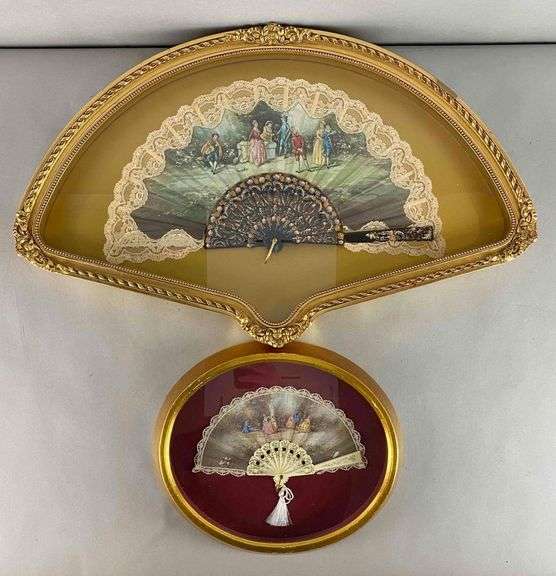 Group of 2 Framed Victorian Hand Fans - Matthew Bullock Auctioneers