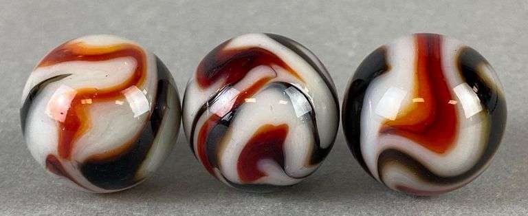 Group of 3 Vintage Peltier Glass Co. Ottawa IL. Rebel Glass Marbles ...