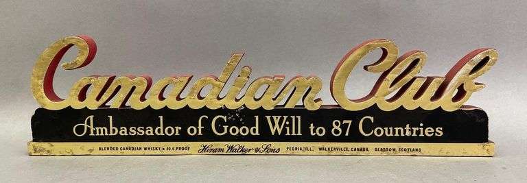 Canadian Club Whiskey Wood Advertising Sign - Matthew Bullock Auctioneers