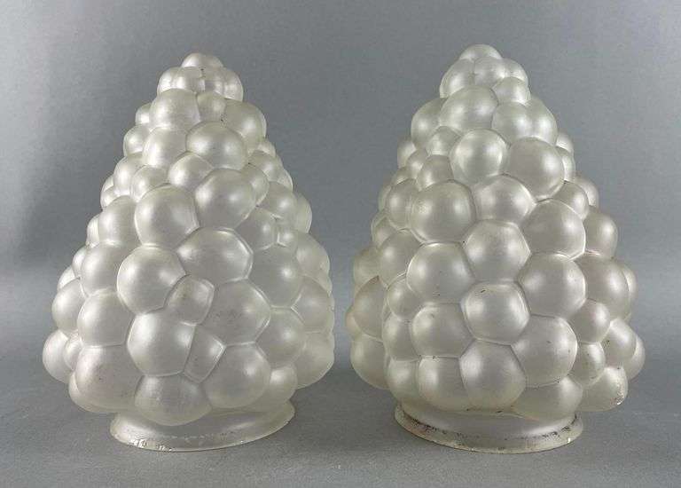 Group of 2 Antique Frosted Grape Cluster Glass Lamp Shades - Matthew ...