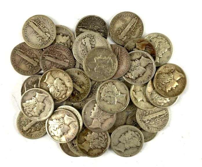 Group of 38 Mercury Silver Dimes - Matthew Bullock Auctioneers