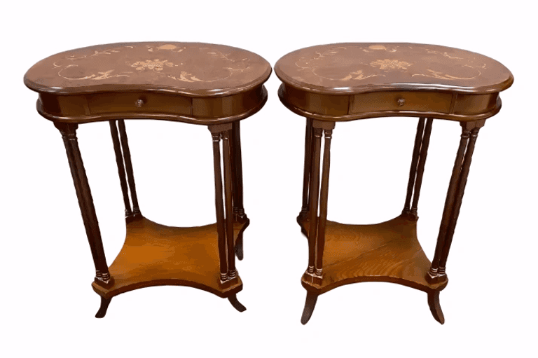 Pair of Italian Inlaid Mahogany Kidney Bean Tables - Matthew Bullock ...