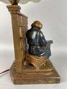 Vintage Monk Reading Figural Metal Table Lamp - Matthew Bullock Auctioneers