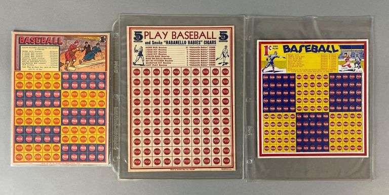 3 - 1920s - 40s Baseball Push Gaming Cards - Matthew Bullock Auctioneers