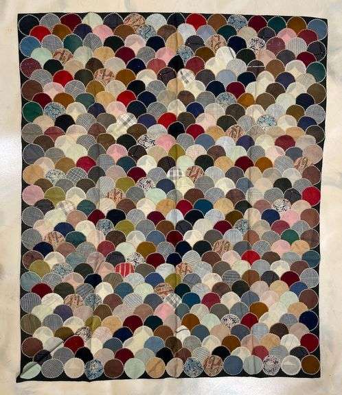 Vintage Hand-Embroidered Clamshell Quilt - Matthew Bullock Auctioneers