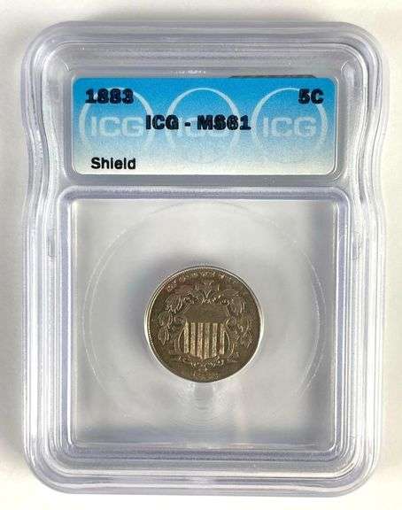 ICG Graded 1883 US Shield Nickel MS61 - Matthew Bullock Auctioneers