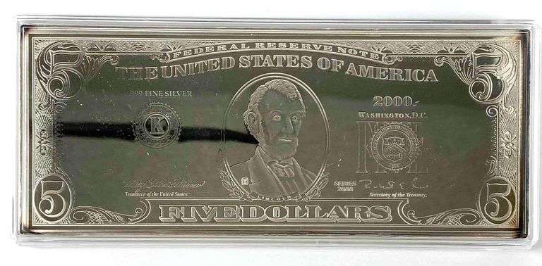 2000 The Washington Mint 4 oz .999 Fine Silver $5 Proof - Matthew ...