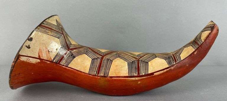 Latin American Hand Painted Pottery Horn - Matthew Bullock Auctioneers