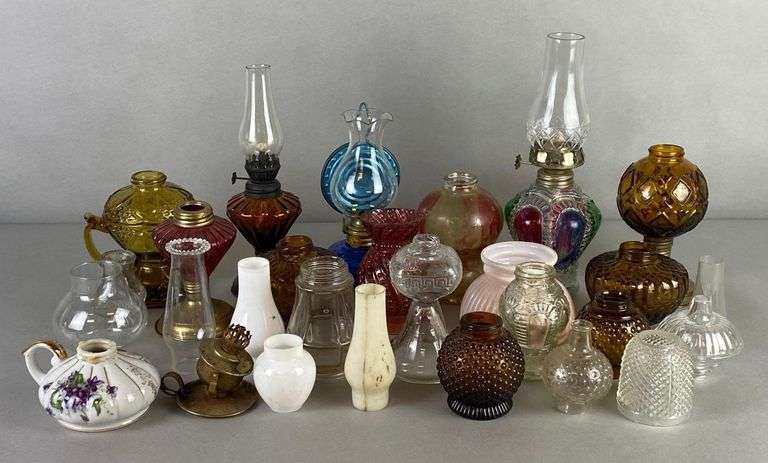 Group of Small Oil Lamp Bases and Parts - Matthew Bullock Auctioneers