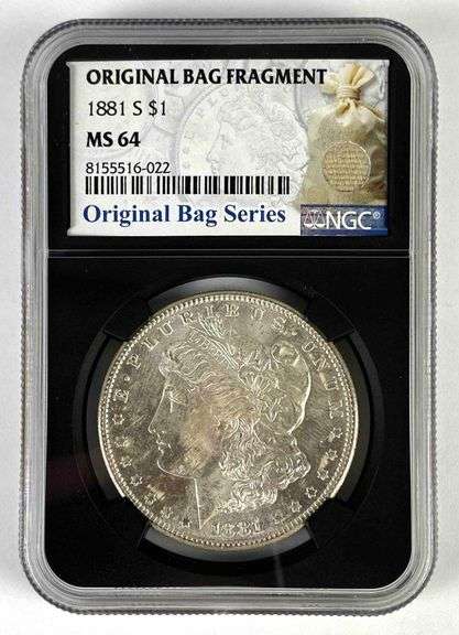 Original Bag Fragment NGC Graded 1881-S US $1 Morgan Silver Dollar MS64 - Matthew Bullock ...