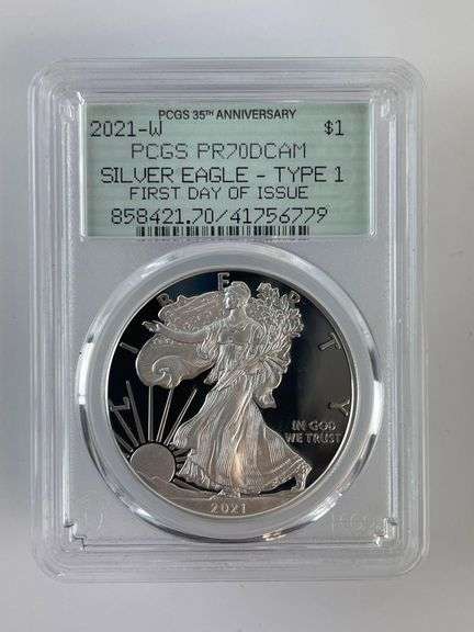 2021 W First Day Issue Type 1 US Mint American Eagle .999 Fine Silver PCGS PR70DCAM - Matthew ...
