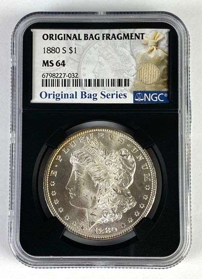 Original Bag Fragment NGC Graded 1880-S US $1 Morgan Silver Dollar MS64 - Matthew Bullock ...