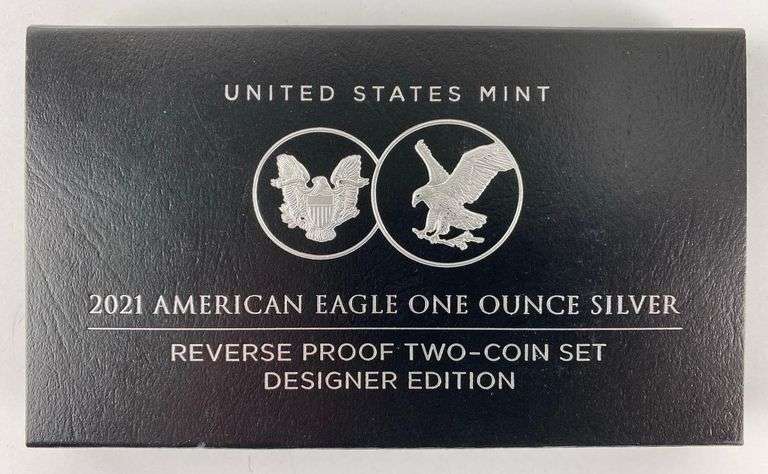 2021 US Mint American Silver Eagle 1 Oz Reverse Proof Two Coin Set - Matthew Bullock Auctioneers
