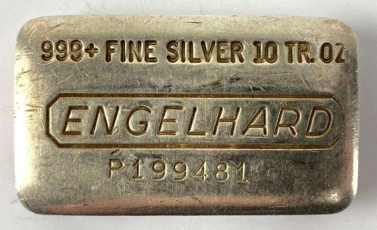Engelhard 10 oz .999 Fine Silver Ingot/ Bar - Matthew Bullock Auctioneers