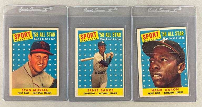 1958 Topps All-Star, Hank Aaron, Ernie Banks, and Stan Musial Cards ...