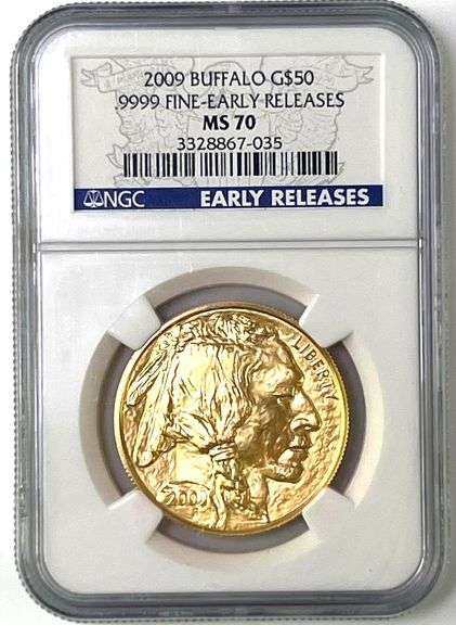 2009 US $50 Gold Buffalo 1 oz .9999 Fine Gold NGC MS70 Early Release ...