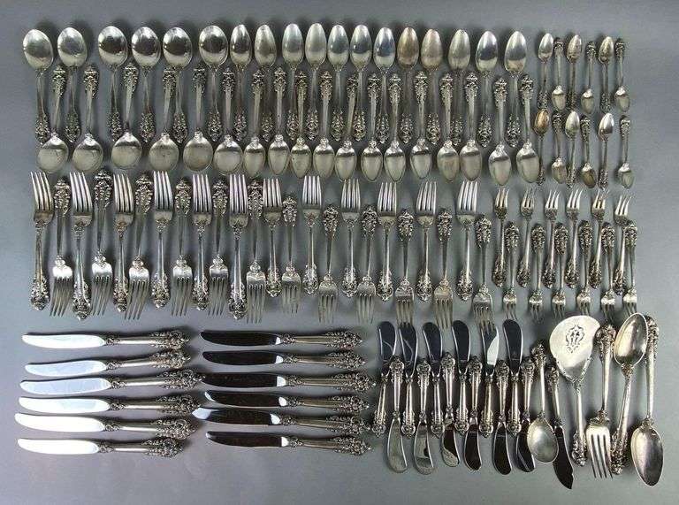 Wallace Sterling Silver Grand Baroque Pattern Flatware Set - Matthew ...
