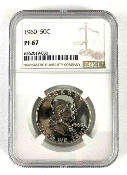 1960 NGC Graded PF67 Ben Franklin Silver Half Dollar - Matthew Bullock Auctioneers