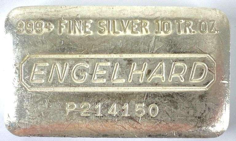 Engelhard 10 oz .999 Fine Silver Ingot/ Bar - Matthew Bullock Auctioneers