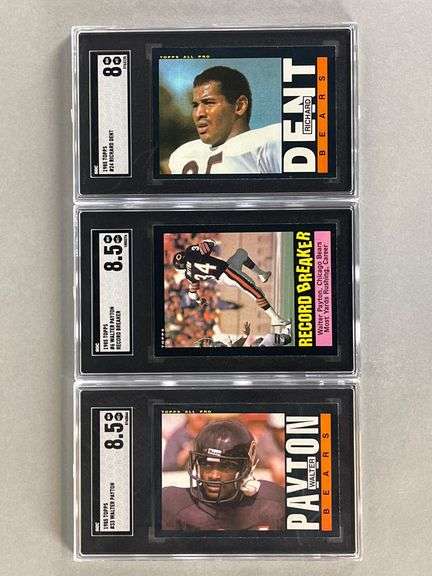 3 - 1985 Topps Walter Payton and Richard Dent Cards SGC 8 - 8.5 ...