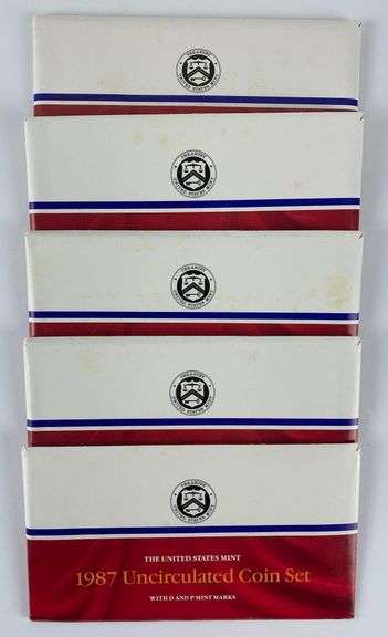 Group of 5 1987 US Mint Uncirculated Coin Sets - Matthew Bullock ...