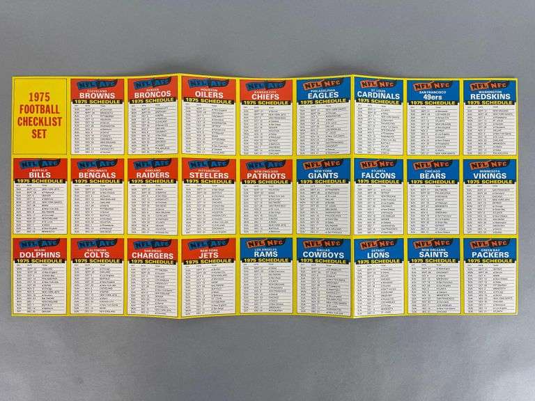 Rare 1975 Topps Football Schedule and Checklist Uncut Sheet - Matthew ...