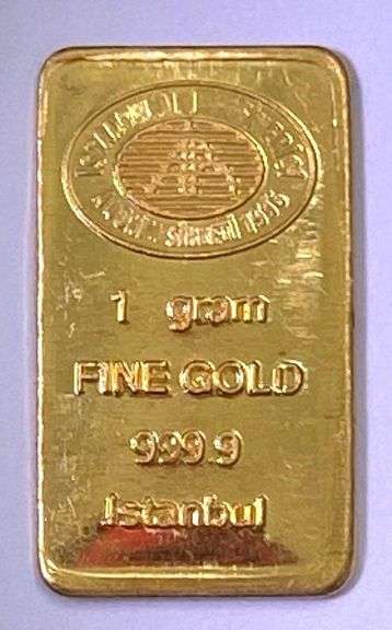 Istanbul 1 gram .999 Fine Gold Ingot - Matthew Bullock Auctioneers
