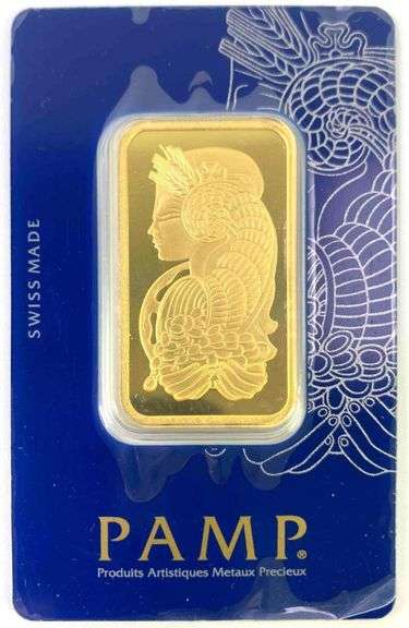PAMP Suisse Lady Fortuna 1 oz 999.9 Fine Gold Ingot / Bar - Matthew Bullock Auctioneers