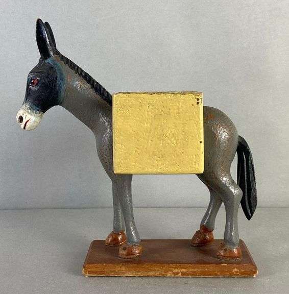 Hand Painted Donkey with Luggage Sculpture - Matthew Bullock Auctioneers