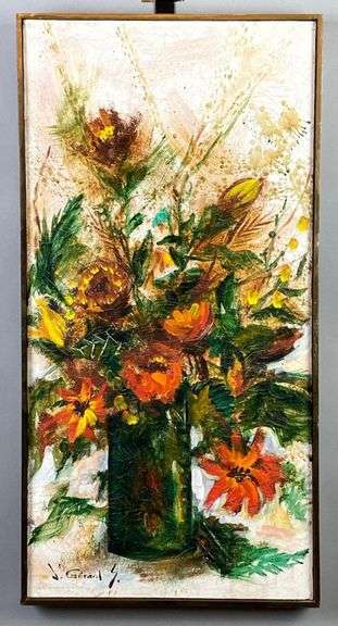 1968 J. Gerard Singh Field Flowers Oil Painting on Canvas - Matthew ...