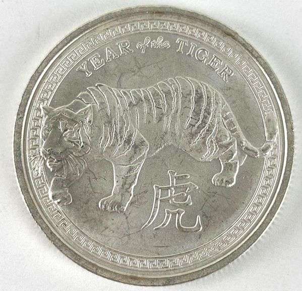 Year of the Tiger 1 oz .999 Fine Silver Round - Matthew Bullock Auctioneers